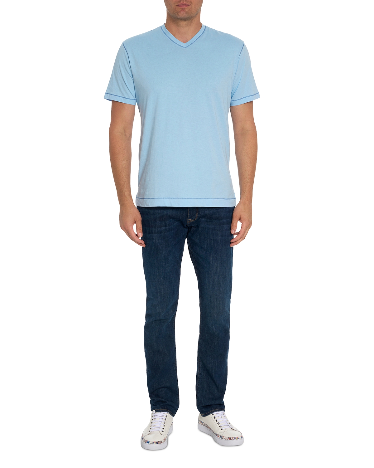 ROBERT GRAHAM eastwood top stitched v neck tee